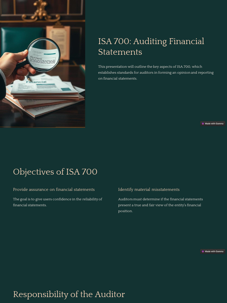 ISA-700-Auditing-Financial-Statements green | PDF | Audit | Financial Audit