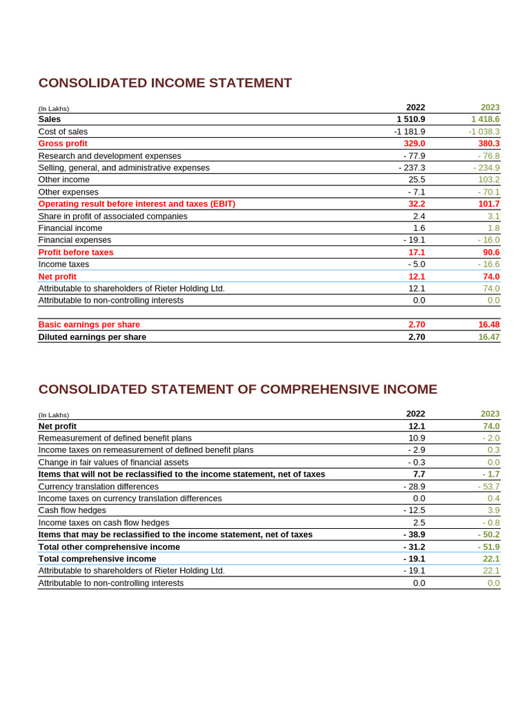 P&L, Balance Sheet and CFS With Ratio - Blank Sheet | PDF | Income ...