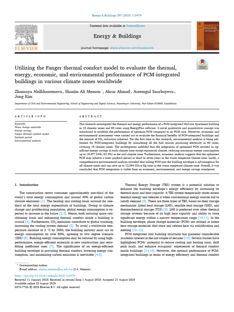 Utilizing The Fanger Thermal Comfort Model To Evaluate The Thermal ...