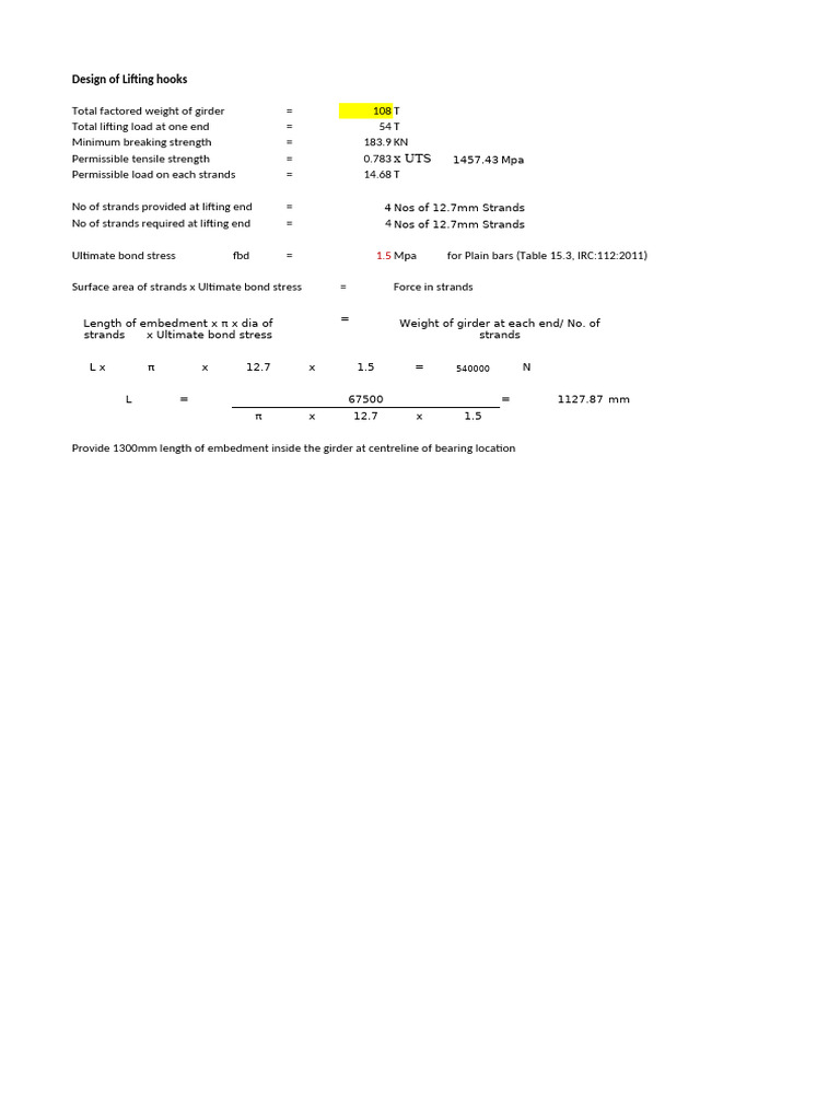 Lifting Hook Design for Precast Concrete | PDF