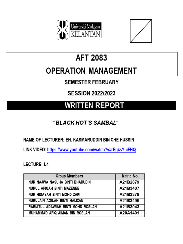 Operation Management Assignment GROUP 4 | PDF | Inventory | Warehouse