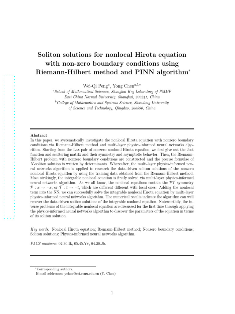 Soliton Solutions For Nonlocal Hirota Equation With Non-Zero Boundary Conditions Using Riemann ...