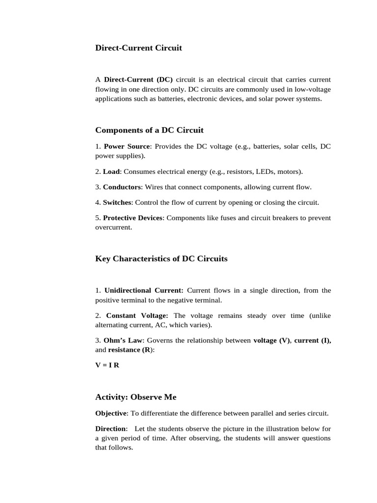 Direct-Current-WPS Office Buhisan | PDF | Direct Current | Electrical Network
