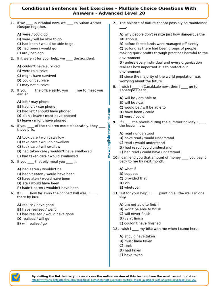 If Conditionals Grade 11 | PDF | Multiple Choice
