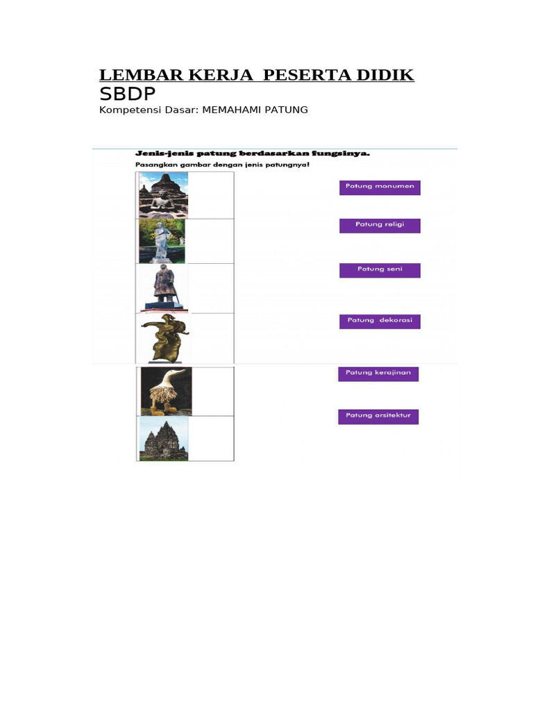 Lembar Kerja Peserta Didik Sbdp | PDF