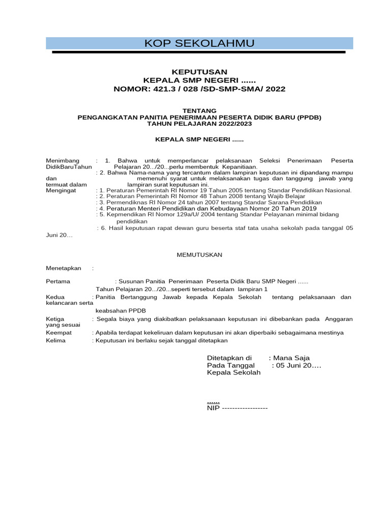 SK PPDB 2022 2023 | PDF