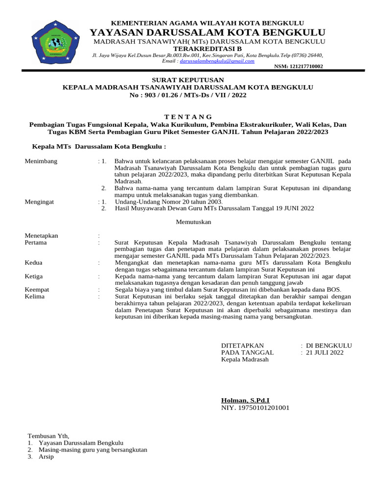 Sk Tugas Semester Ganjil 2022,2023 | PDF