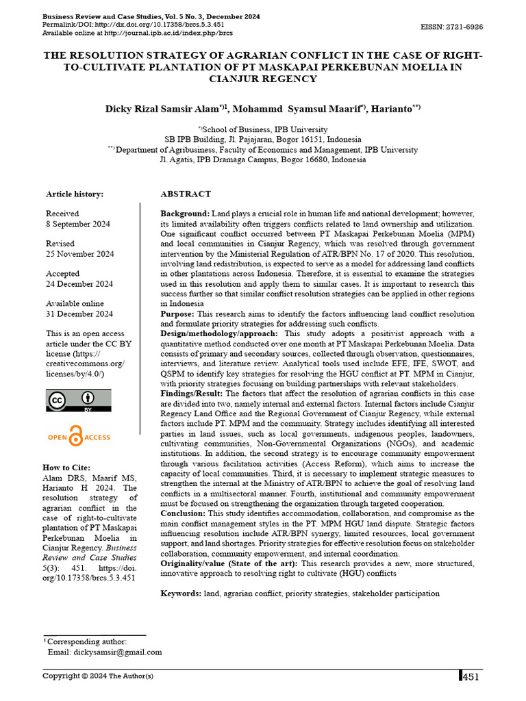 Dicky Rizal Samsir Alam EISSN 2721-6926 | PDF | Swot Analysis | Mediation