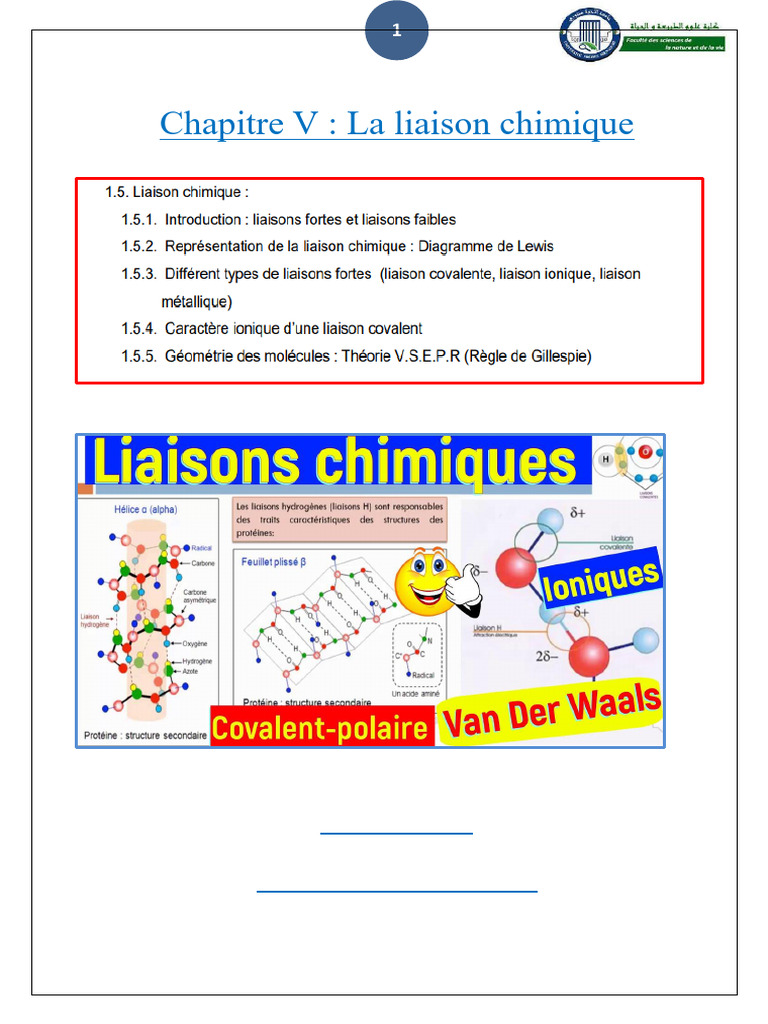 Types et Représentation des Liaisons Chimiques | PDF | Liaison chimique ...