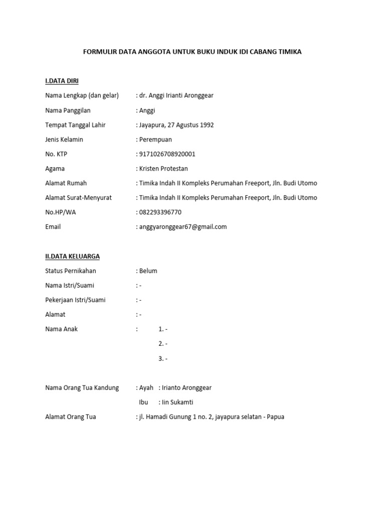 Data Anggota IDI Cabang Timika | PDF