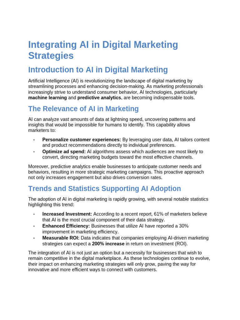 AI Integration in Digital Marketing Strategies | PDF | Artificial ...