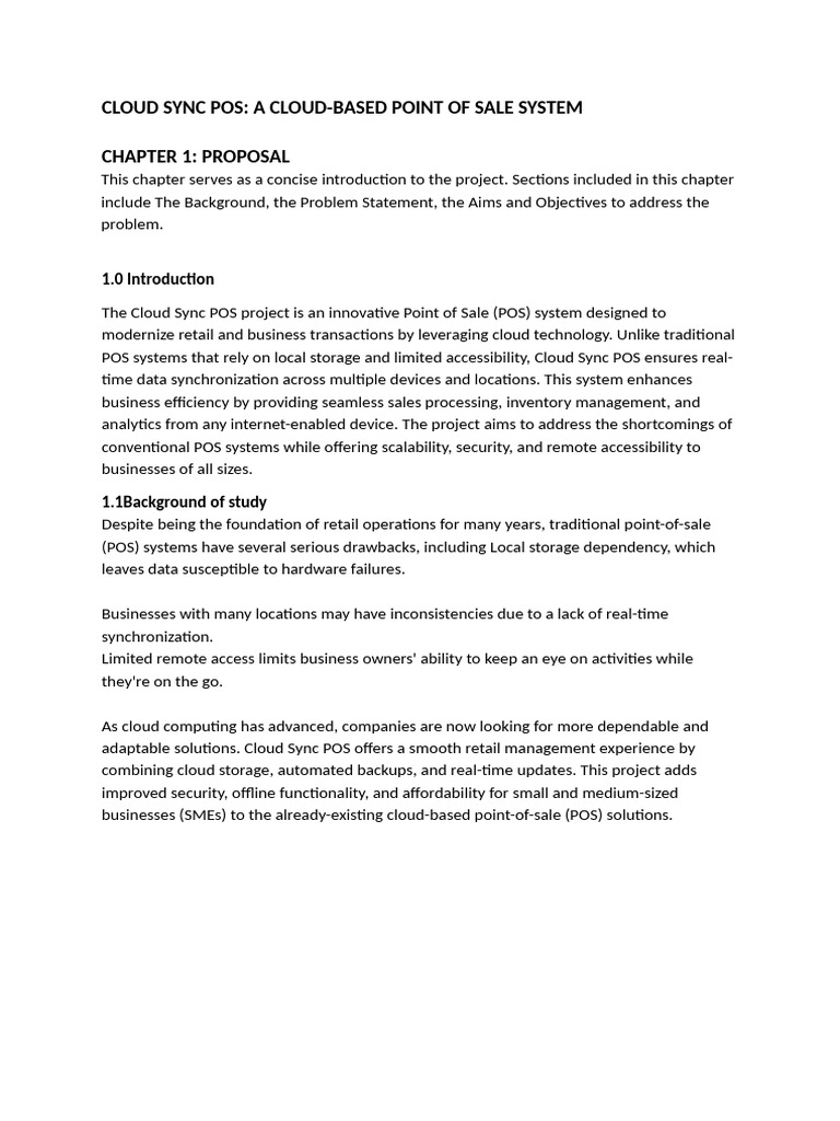 Cloud Sync POS Chapter 1 | PDF | Point Of Sale | Cloud Computing