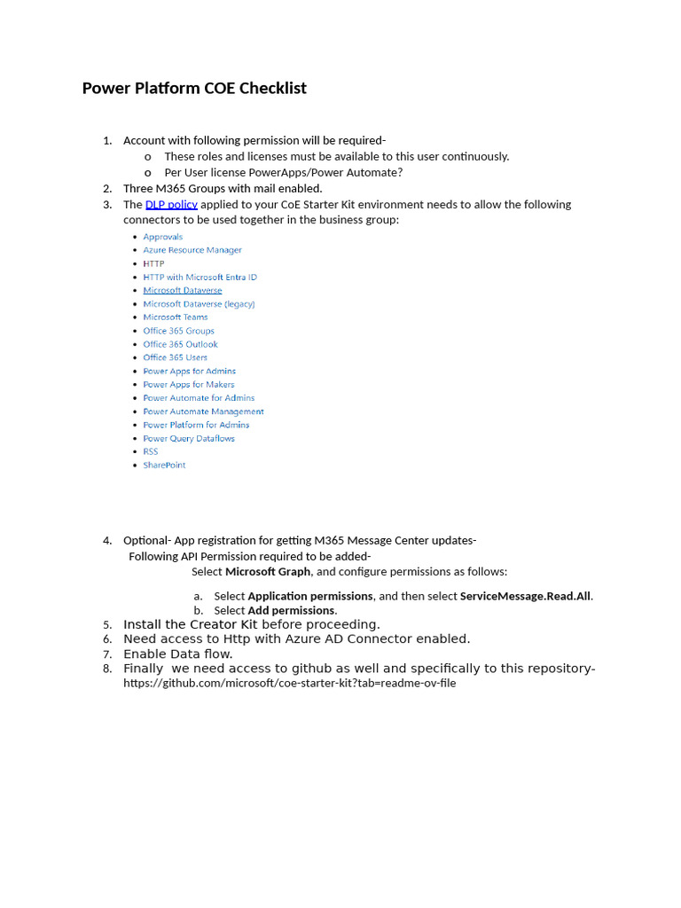 Power Platform COE Checklist | PDF