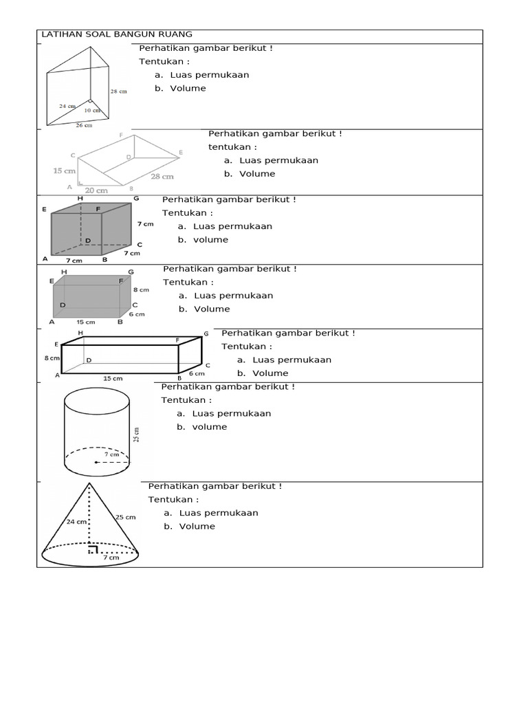 LATIHAN SOAL BANGUN RUANG | PDF