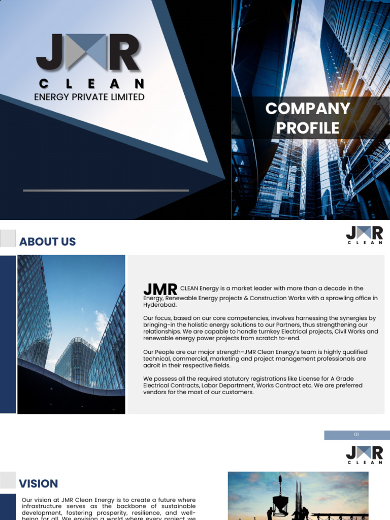 Updated JMR CLEAN Energy PVT LTD Profile V1 PDF | PDF | Infrastructure | Sustainable Energy