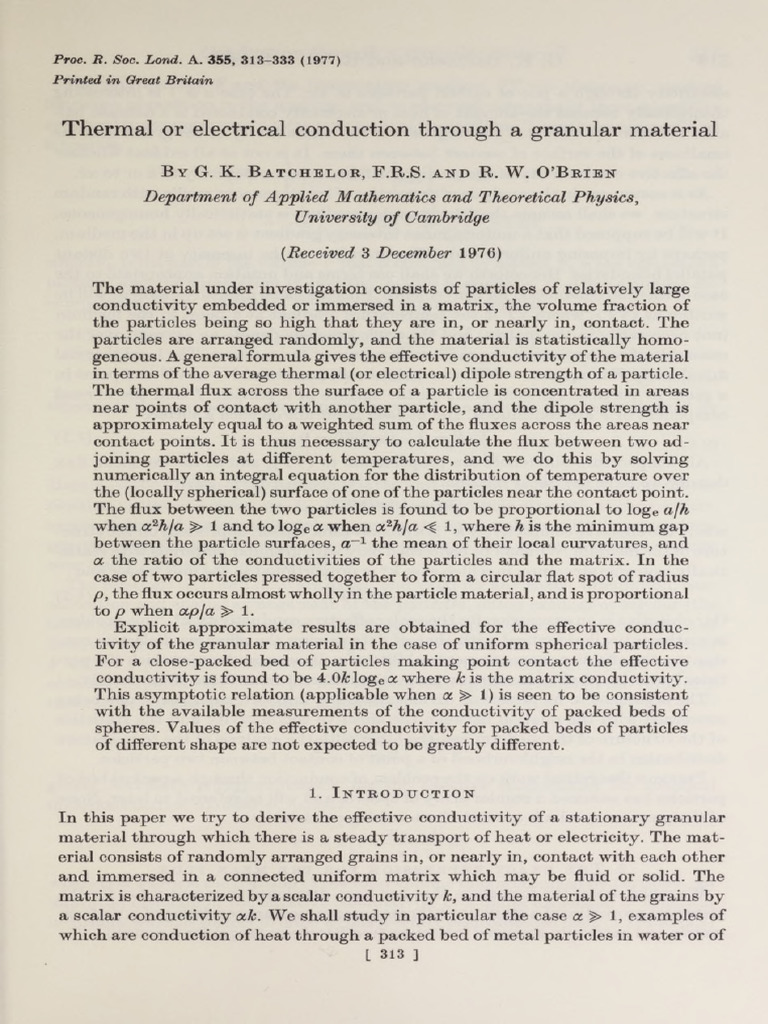 Batchelor o Apos Brien 1997 Thermal or Electrical Conduction Through A ...
