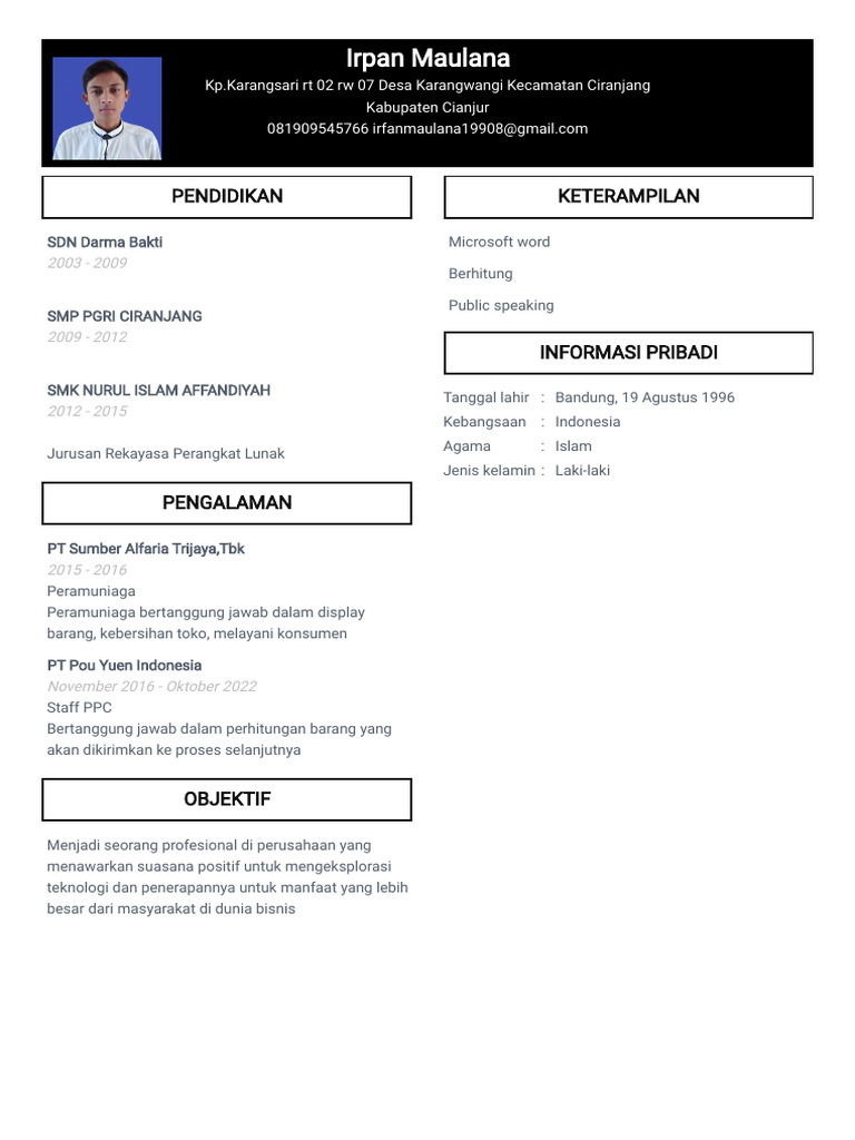 CV Irfan 3 | PDF