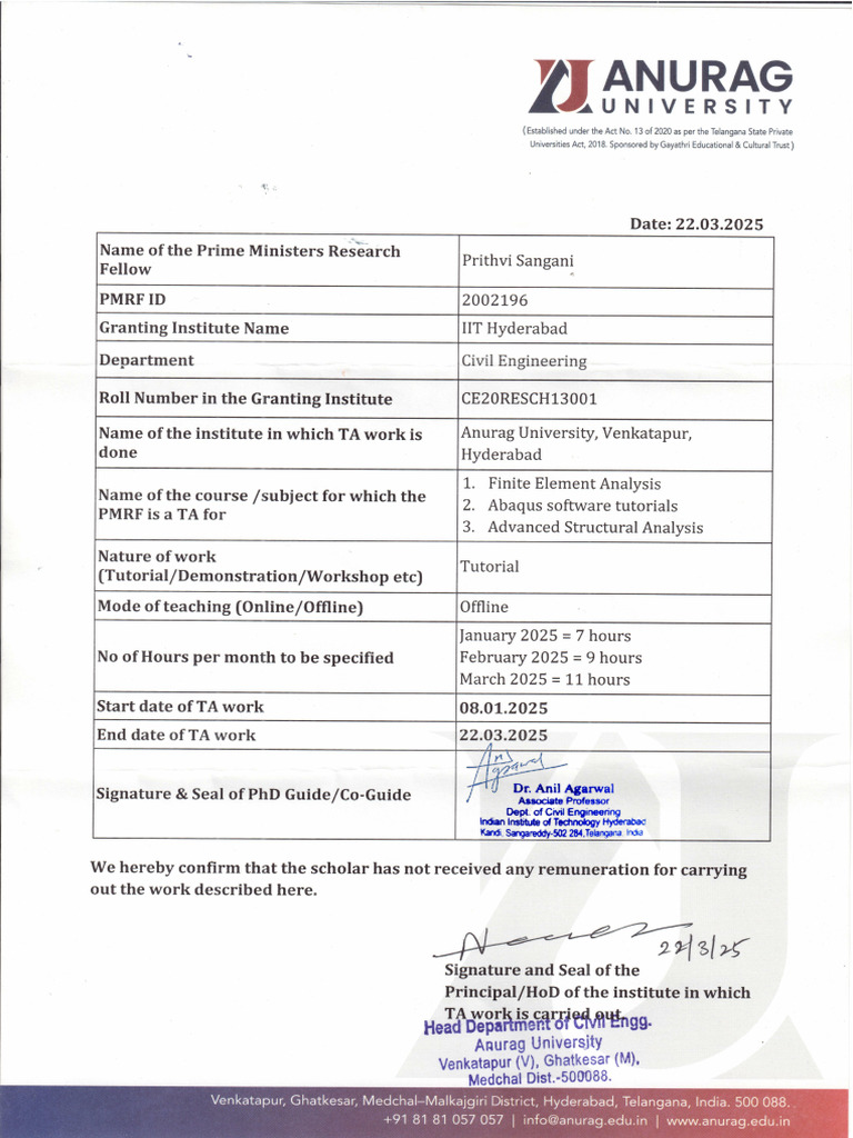 PMRF TA Certificate | PDF