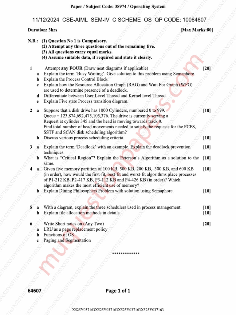 Be Computer Engineering Aids Semester 4 2024 December Operating System ...