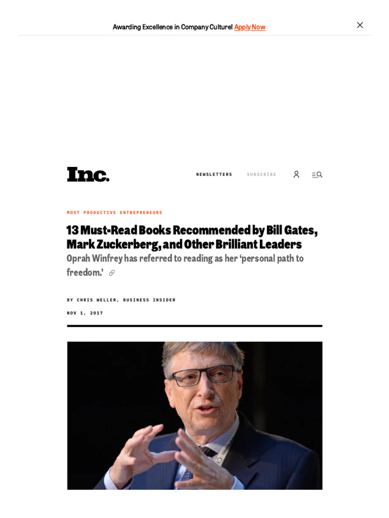 13 Must-Read Books Recommended by Bill Gates, Mark Zuckerberg, and ...