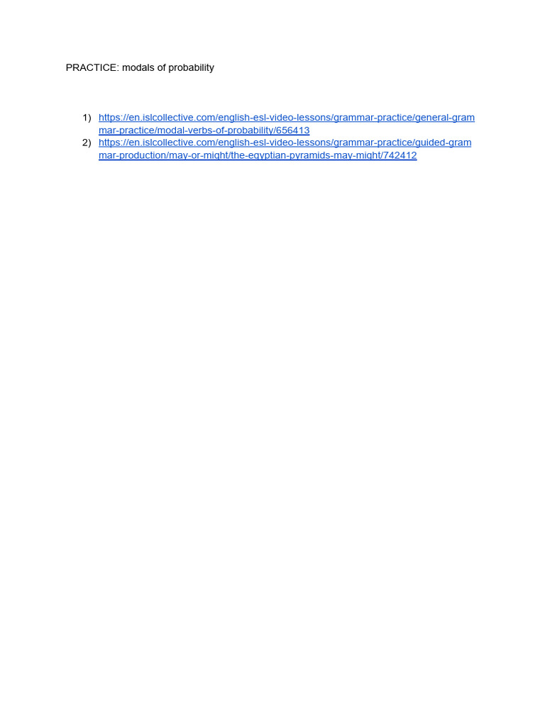 PRACTICE - Modals of Probability VIDEO | PDF