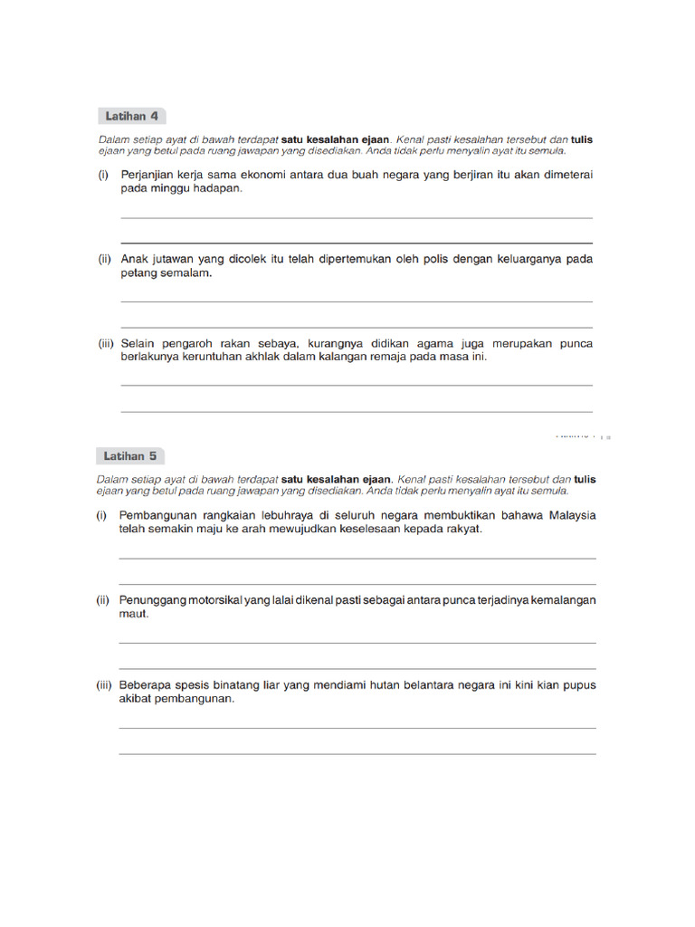 Latihan Kesalahan Ejaan 4-6 | PDF