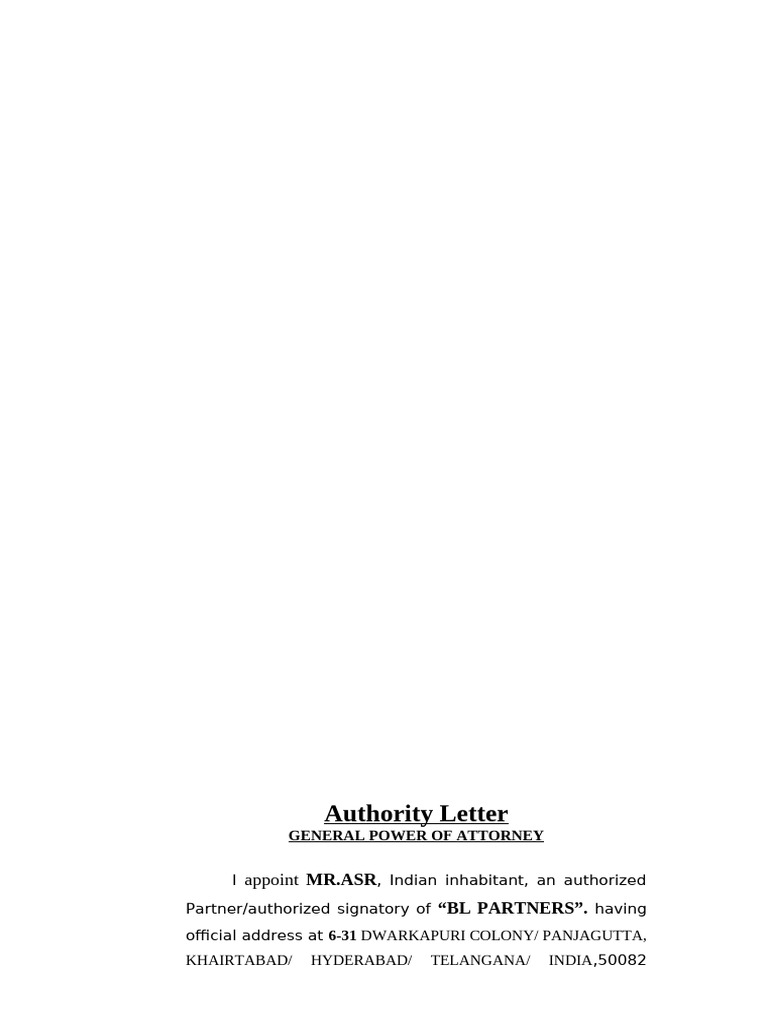 authority & gpa letter Draft | PDF