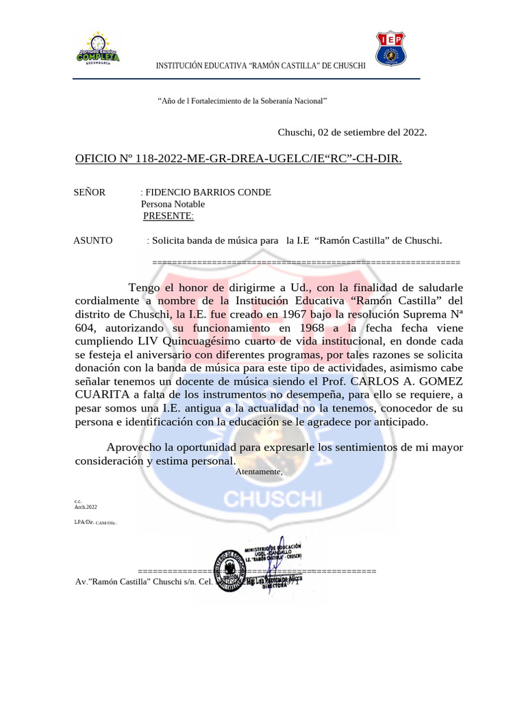 Ofico 118 Banda Donacion | PDF