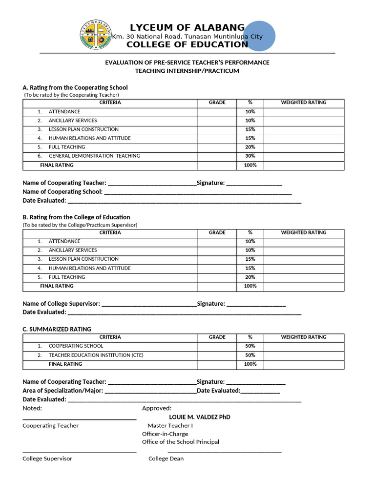 ST Evaluation Performance Loa | PDF | Teaching | Human Communication