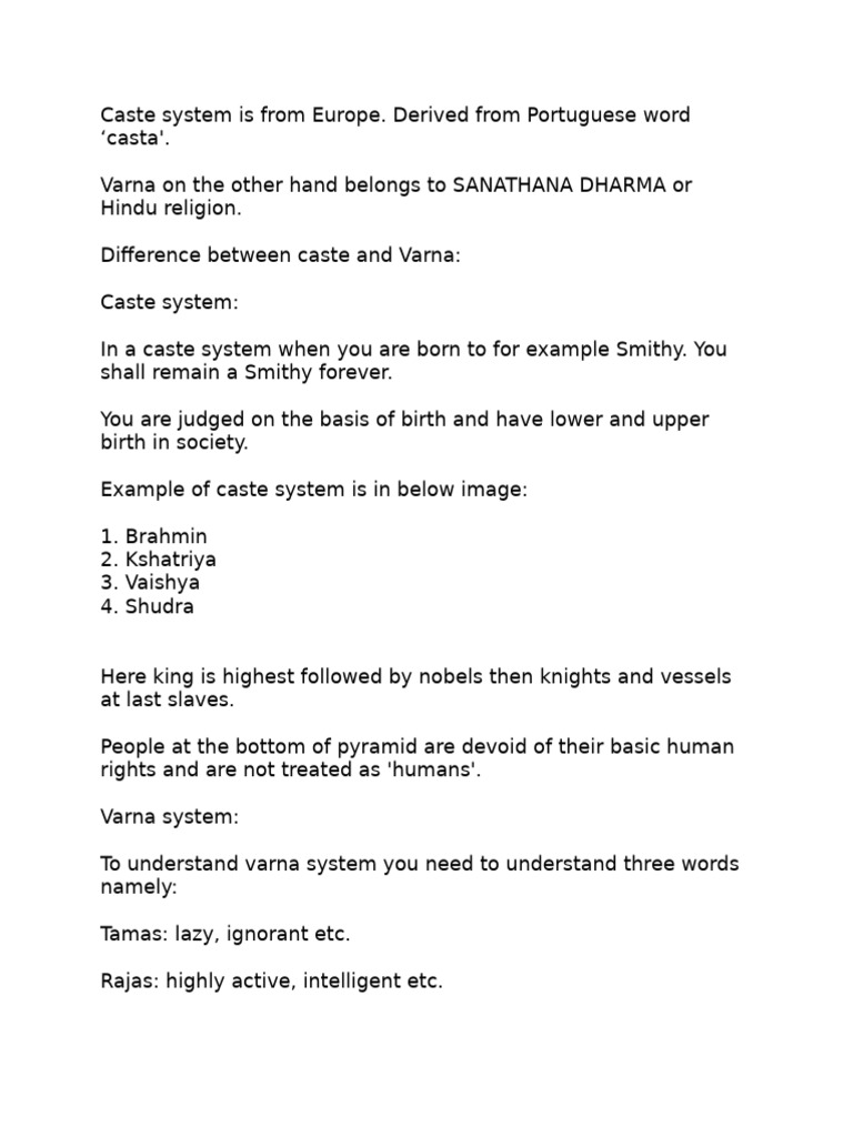 Caste System Is From Europe. D | PDF