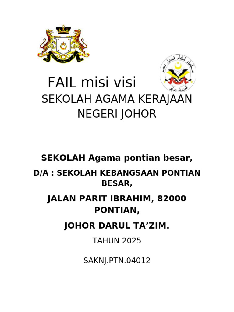 Muka Depan Fail Misi Visi | PDF