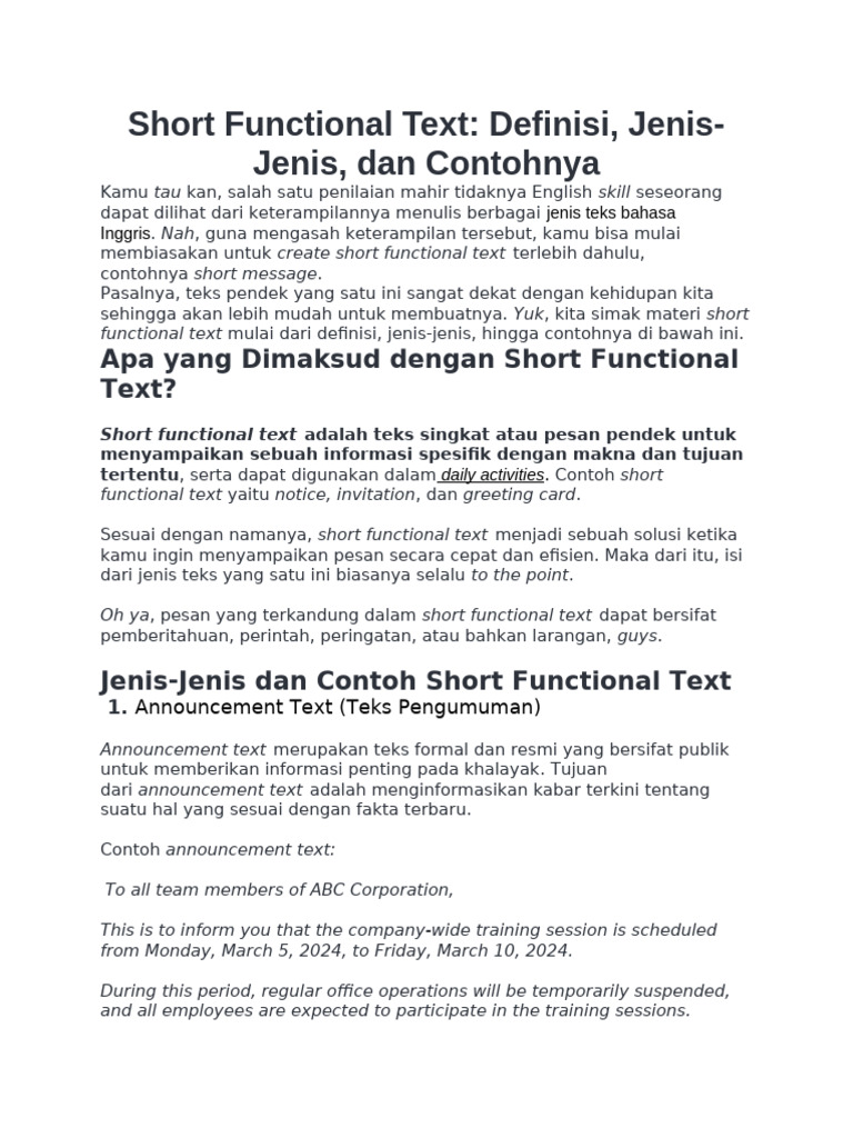 Memahami Short Functional Text | PDF