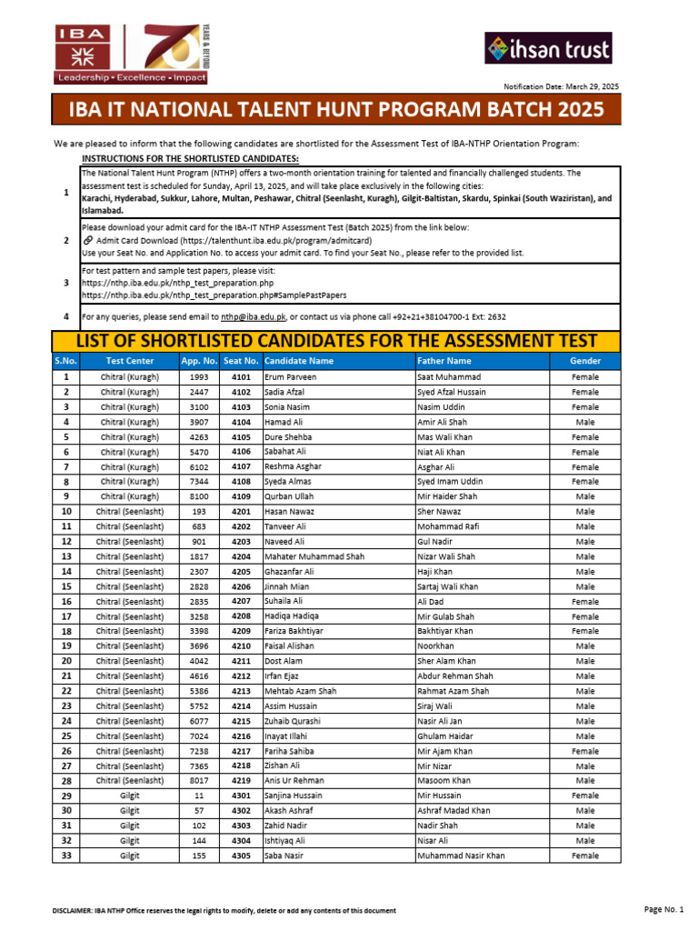 notification-list-of-hortlisted-students-nthp2025-v6 | PDF