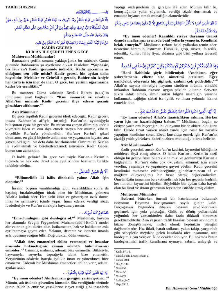 Kadir Gecesi Kuran Le S807ereflenen Gece | PDF