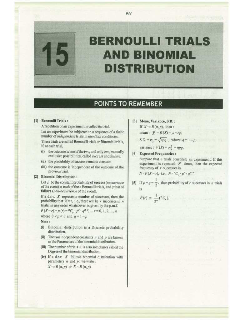 Bernoulli Trials and Binomial Distribution | PDF