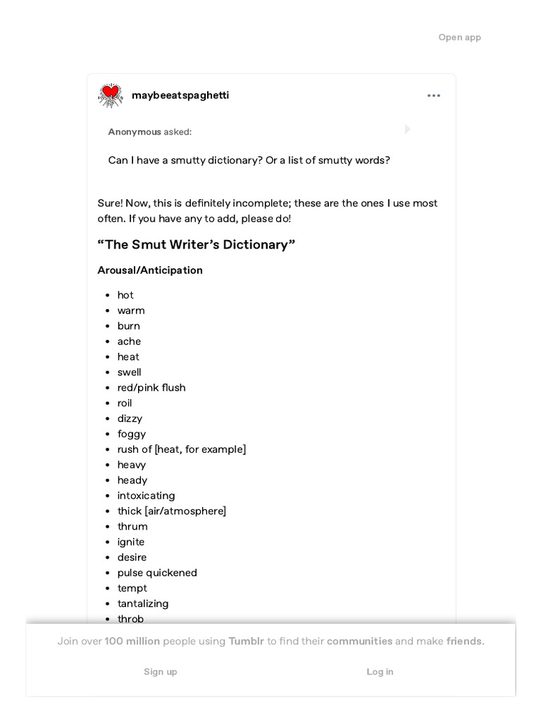 Smut Writer's Vocabulary Guide | PDF | Blog