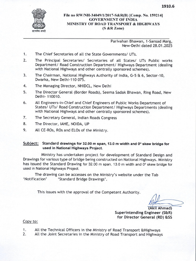 1910.6 - 32m Span With 0 Skew Bridge Drawing | PDF | Concrete ...