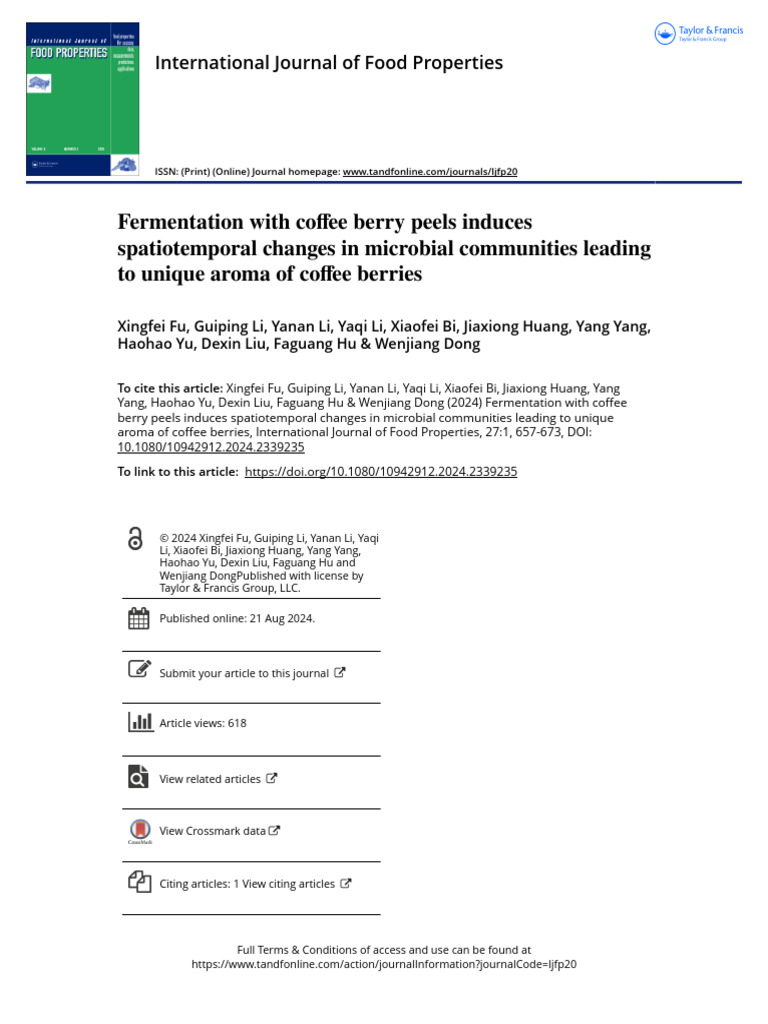 Fermentation With Coffee Berry Peels Induces Spatiotemporal Changes in ...