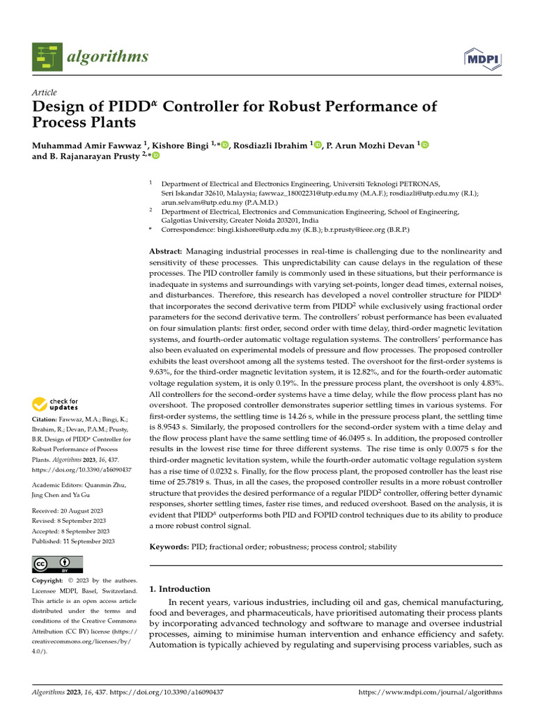 b48 Design of PIDD Controller For The Robust Performance of Process ...