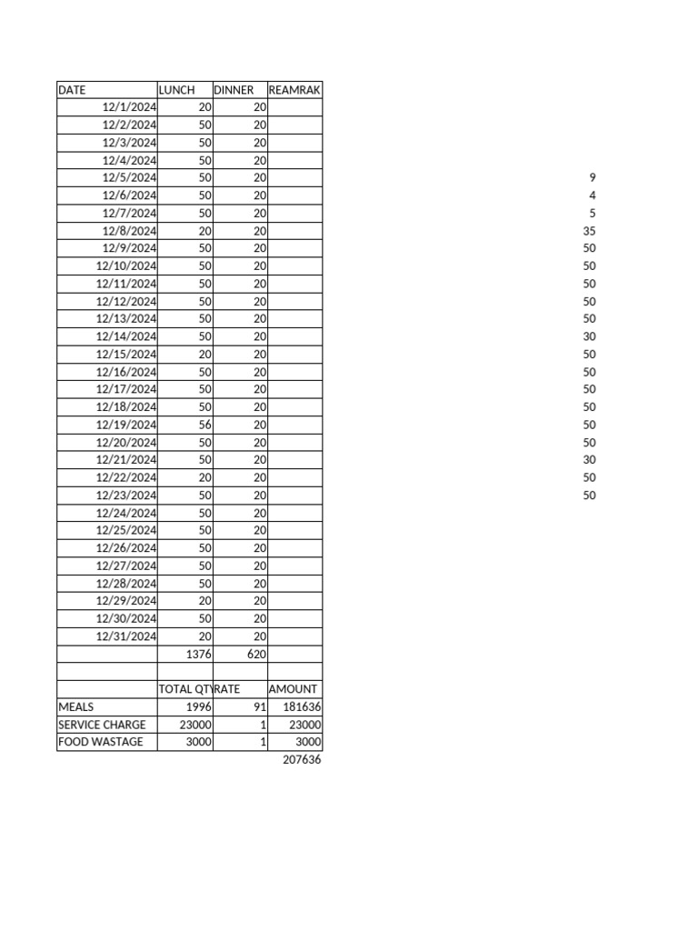 December 2024 Meal Invoice Summary | PDF | Economies | Government Finances
