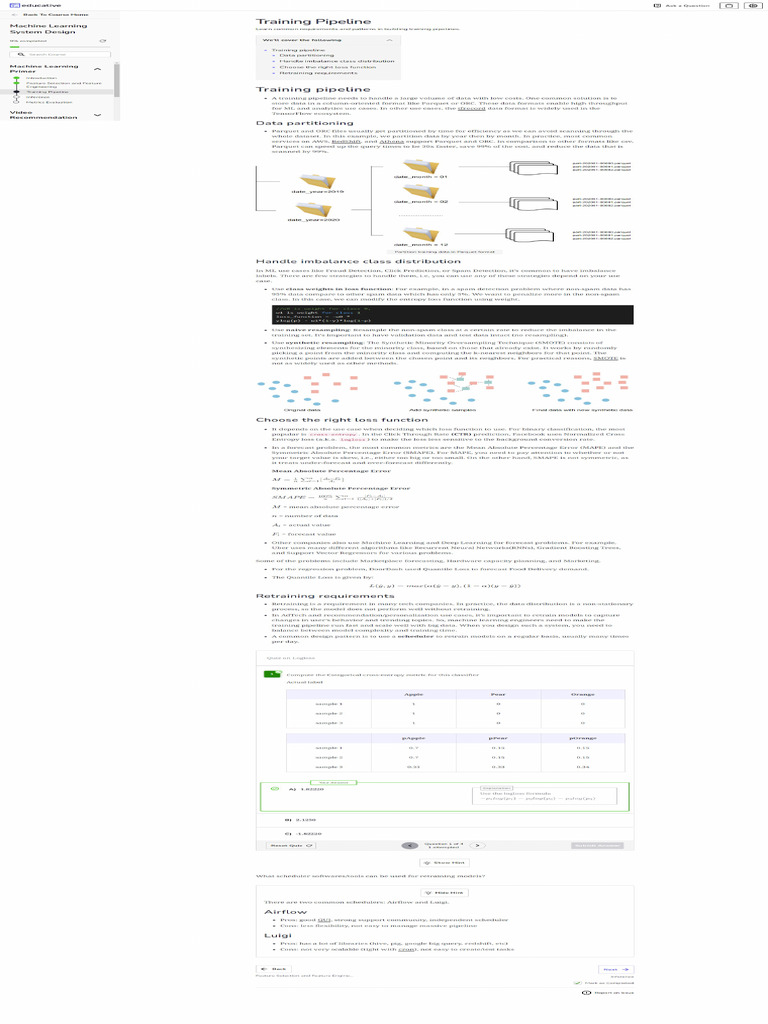 3 - Training Pipeline - Machine Learning System Design | PDF