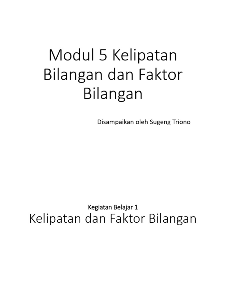 Modul 5 Kelipatan Bilangan Dan Faktor Bilangan | PDF