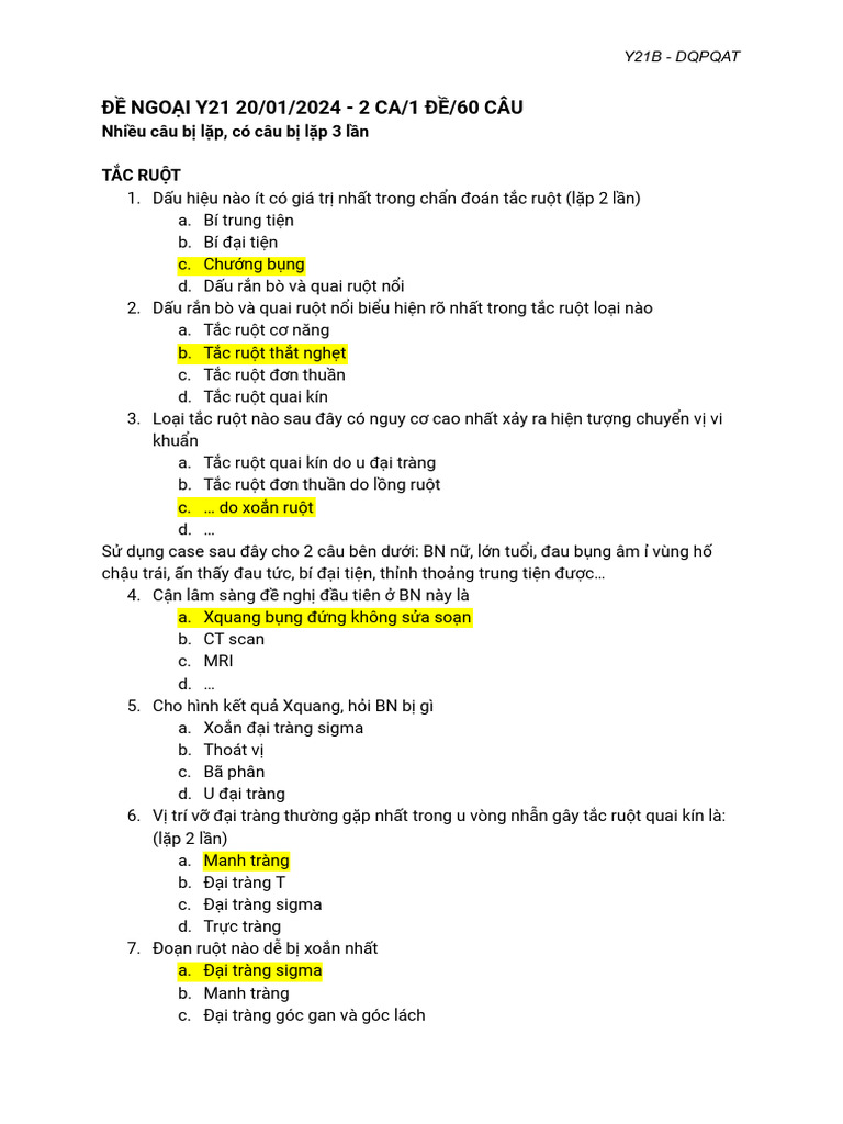 Đề Ngoại Y21 | PDF