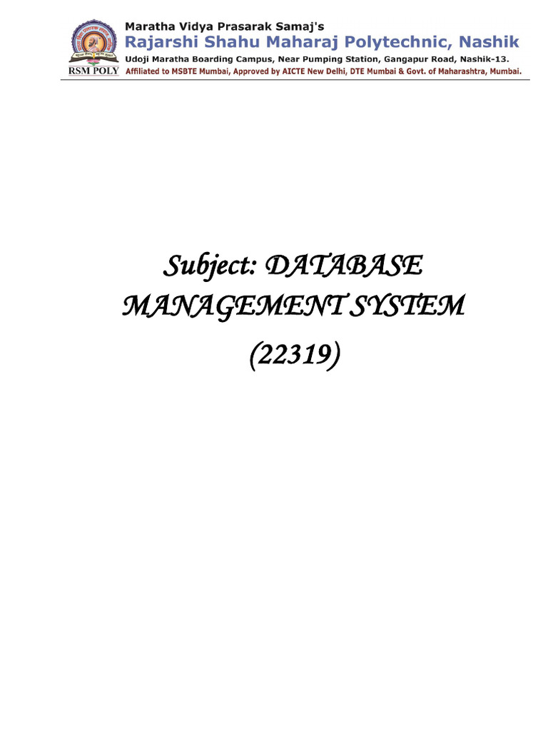 RSM Question Bank - DMS 22319 RSD | PDF | Pl/Sql | Relational Model