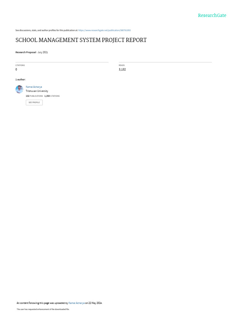 School Management System Report | PDF | Databases | Microsoft Sql Server