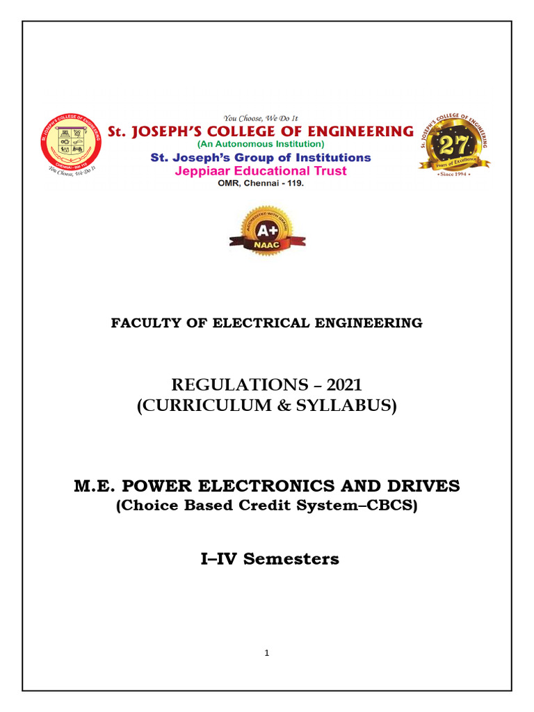 M.e.-Power Electronics and Drives Updated Front Page | PDF | Electrical ...
