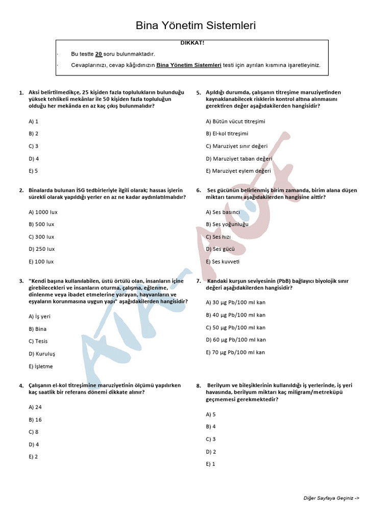 Ata Aöf 2018 Ata Bina Yönetim Ve Sistemleri Vize Soru Ve Cevapları | PDF