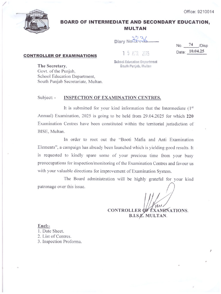 3236 Inspection of Examination Centres | PDF