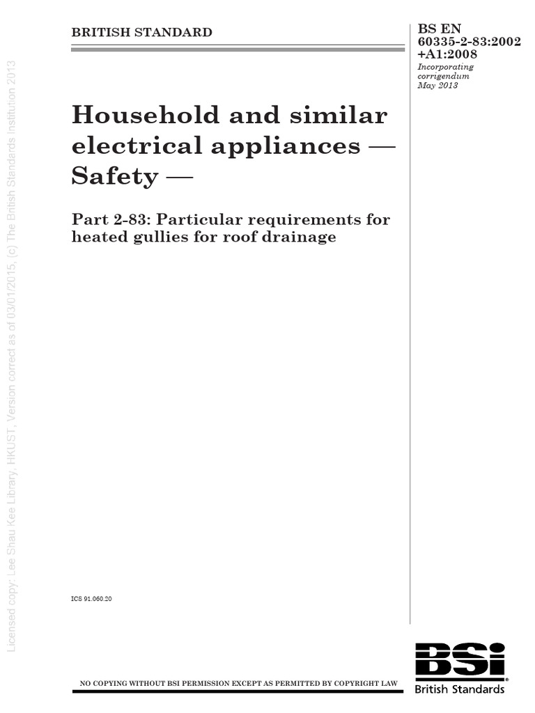 BS EN 60335-2-83: Safety for Heated Gullies | PDF | International ...