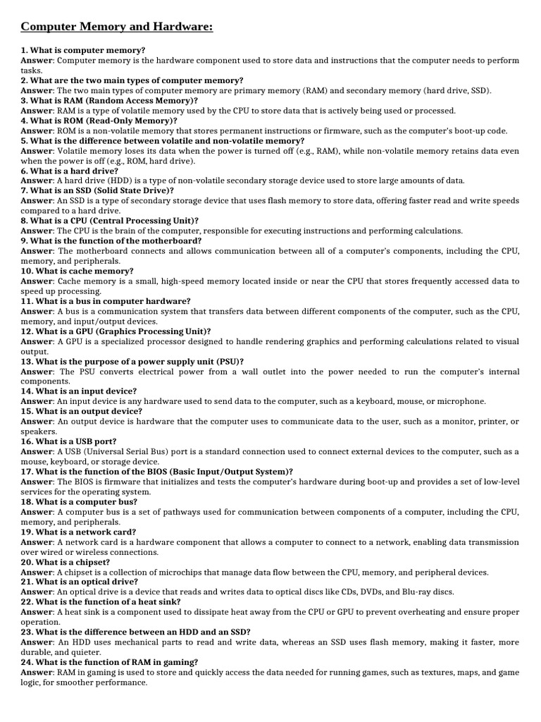 Understanding Computer Memory Types | PDF | Computer Data Storage ...